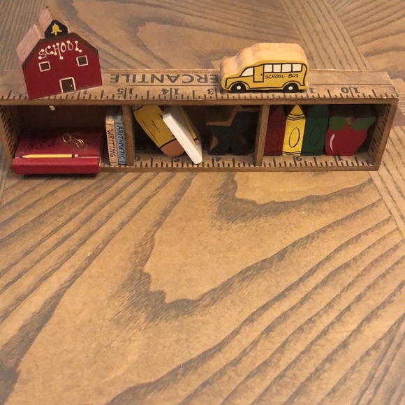 Accents | Handmade Wood Schoolteacher Themed Shelf Desk Decor Made With ...